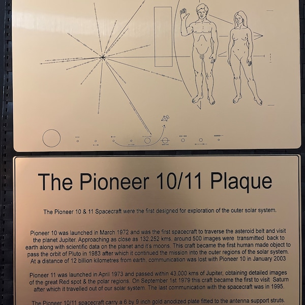 Pioneer Plaque 10/11 METAL Space Probe NASA - With Engraved Explanation ...