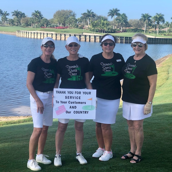 Golf Tournament Shirt DIAMONDS DIVOTS DIVAS Rhinestone Shirt Bling ...