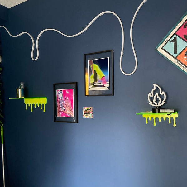 14" Groovy Neon Drip Shelf, Decorative Wall Shelf, - 14"l X 8"d X 6.25 ...