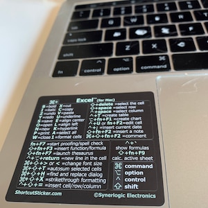 Excel for Mac Cheat Sheet Reference Guide Shortcut Sticker Black Vinyl ...