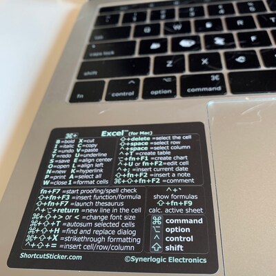 Excel for Mac Cheat Sheet Reference Guide Shortcut Sticker Black Vinyl ...