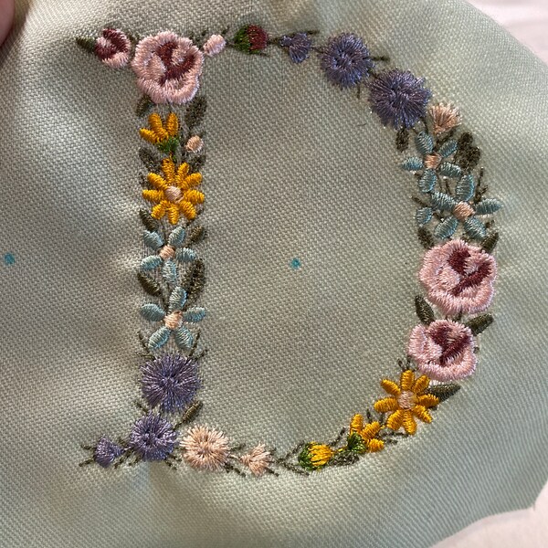 Machine Embroidery LETTER D Uppercase 3"/7,5 Cm Dainty Floral Font ...
