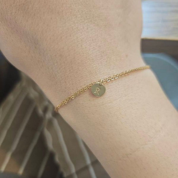 ZOLA 14K Solid Gold Dainty Chain Bracelet • Initial Charm Bracelet • Personalized Wrap Bracelet ...