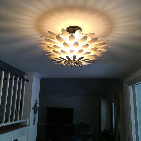 Wood Flower Ceiling Light, DAISY Pendant Light Fixture, Wood Pendant ...