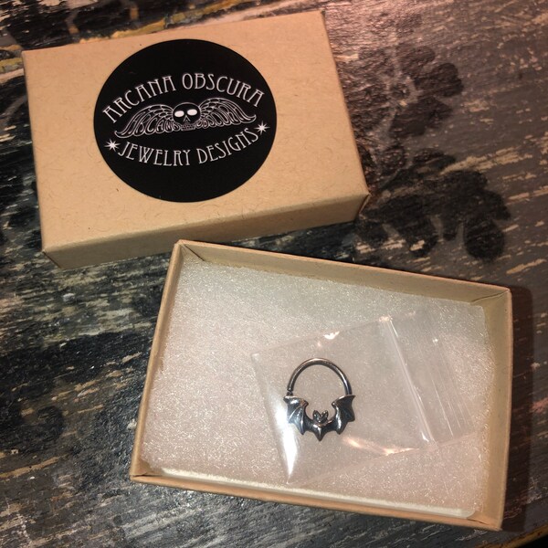 Dusk Bat Septum Ring in Sterling Silver or Gold - Etsy