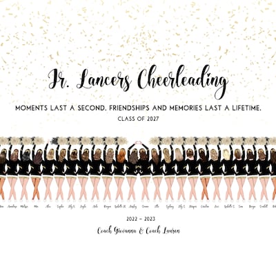 Cheer Team Gifts Cheer Team Illustration Print Cheerleaders Gifts ...