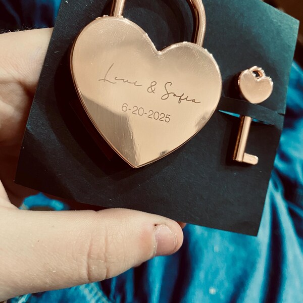 Engraved Heart Love Lock With Key - Travel Bridge Love Locks for ...
