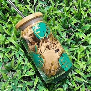 Monstera 16oz Glass Can Cutfile Svg Dxf Png Files Digital - Etsy