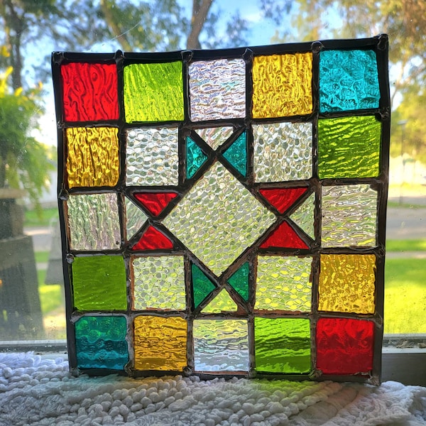 PATTERN • Geometric Quilted Square Stained Glass Pattern (works With ...