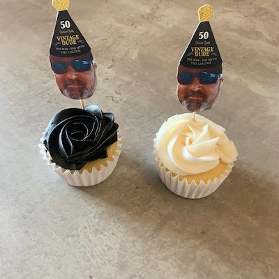 Personalized Face Cupcake Toppers 30th, 40th, 50th, 60th, 75th Birthday ...