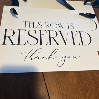 2 Reserved Signs for Wedding Chairs or Church Pews this Row is Reserved ...