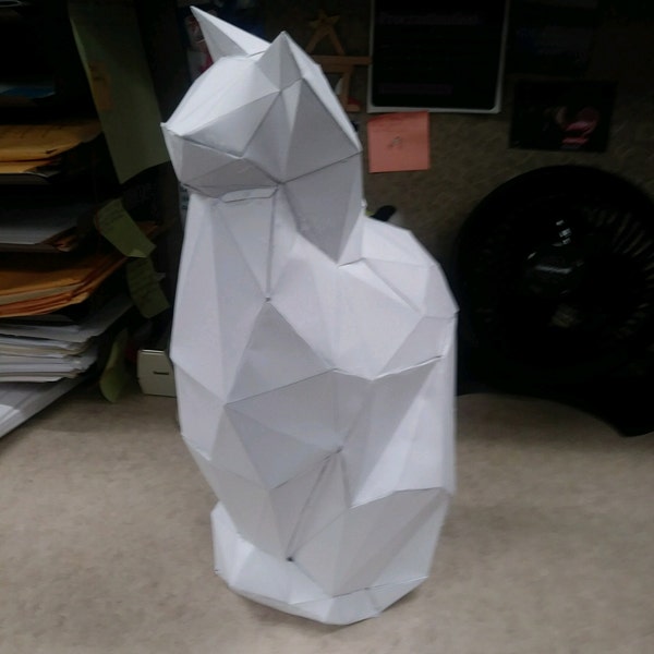 Cat DIY Folding Kit - Easy Downloads - Geometric Papercraft Animal Pet ...