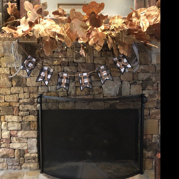 Buffalo Check Banner, Buffalo Plaid Banner, Gather Banner, Thanksgiving ...