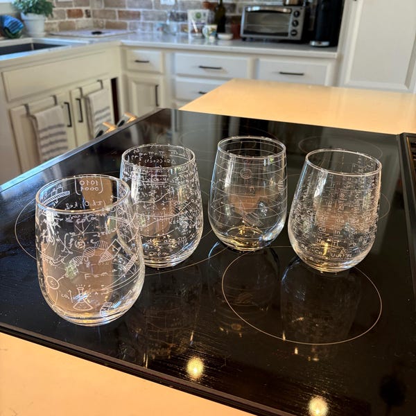 SCIENCE EQUATIONS Engraved Wine Glass | 17 Oz Rim Tempered | Elements ...