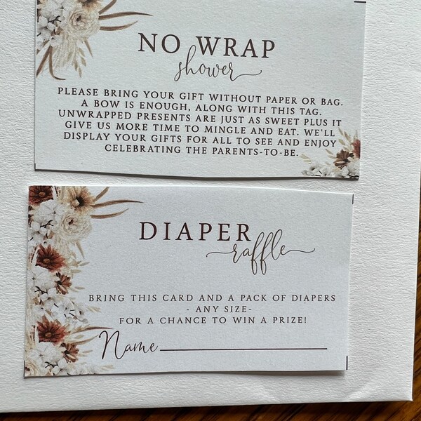 Matching Display Shower Insert Cards | Digital or Printed - Etsy