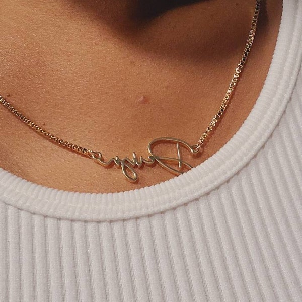 Custom Name Necklace, Custom Word Necklace, Gold Personalized Word ...