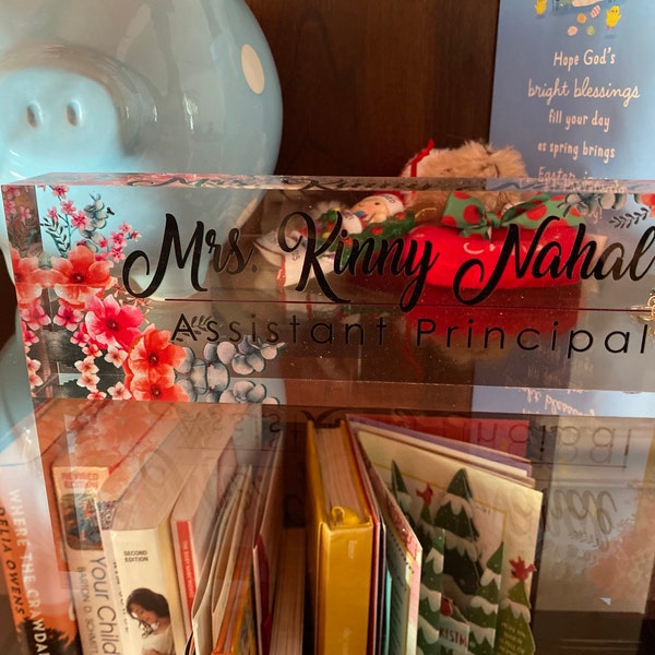 Personalized Name Plate for Desk | Flowers Wild Design on Clear Acrylic ...