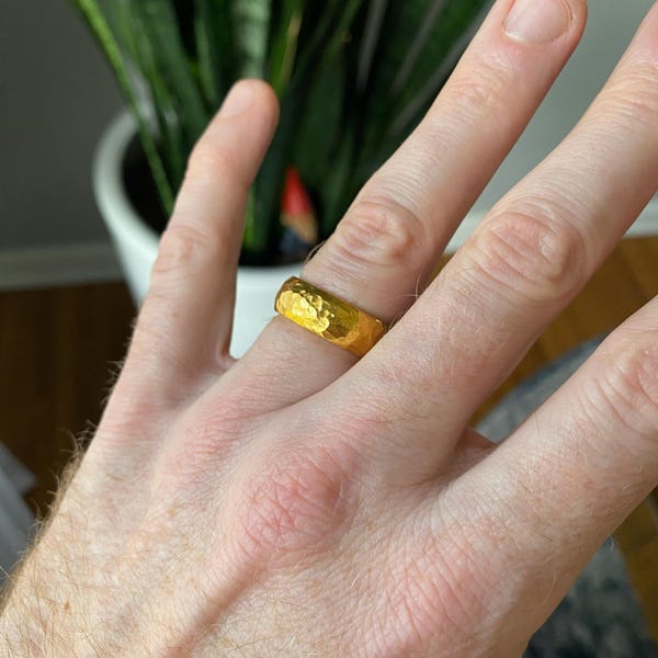 24k Gold Band Ring. 8mm Solid Yellow 9999 Gold Wedding Ring. Pure Gold ...