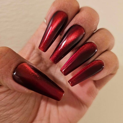 Sanguineous Song-blood Red Clear Gel Minimalist Style Handmade Pointy ...