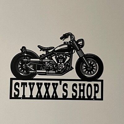 Custom Chopper Motorcycle Metal Wall Art, Personalized Biker Name Sign ...