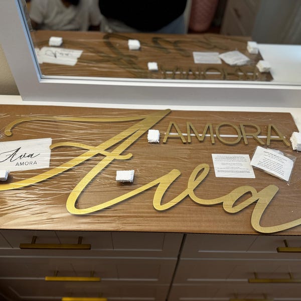 Nursery Name 3D Wood Sign / Cursive Name Laser Cut/ Custom Name Feature ...