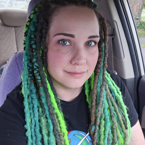 Emerald Green Crochet Synthetic Dreads, Forest Witch Cosplay Faux Locs ...