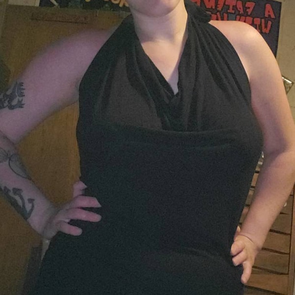 Cowl Neck Backless Halter Top in Black Sexy Sleeveless Blouse - Etsy