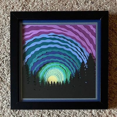 3d Northern Lights Shadow Box Svg, Aurora Borealis Shadow Box Svg, 3d ...