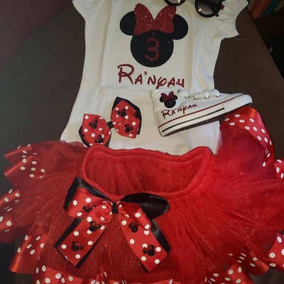 Minnie White Shirt and Red Tutu Set, Personalized Minnie Birthday Shirt ...