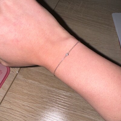 Diamond Single Bezel Bracelet, Simple Diamond Bracelet, Solitaire ...