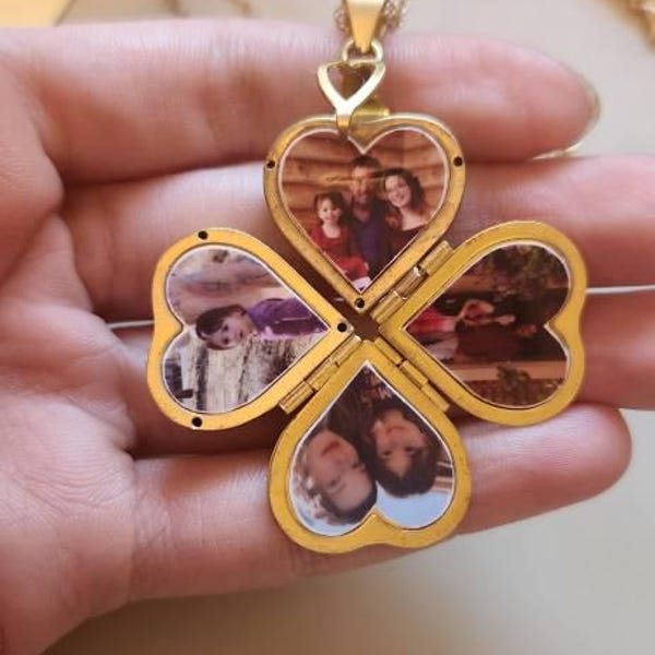 4 Photo Heart Locket,4 Photo Locket,family Locket,multi Photo Locket ...