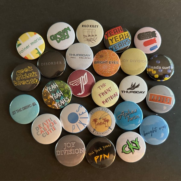 Three Moldy Peaches 25mm 1 Inch Button Pin Badges With Striking Black ...