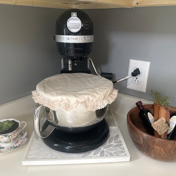 Muslin & Lace Large Bowl Cover / Sourdough Proofing Basket Bonnet ...