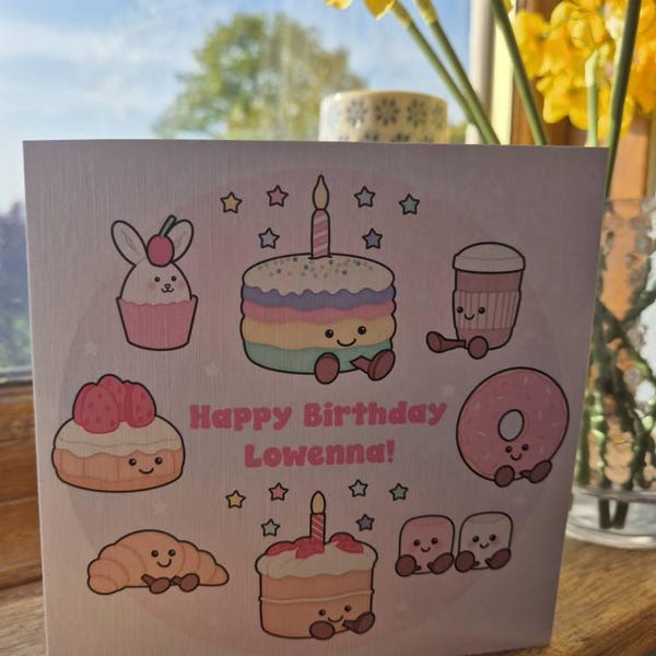 Jellycat Inspired Personalised Birthday Card, Jelly Cat Amuseables ...