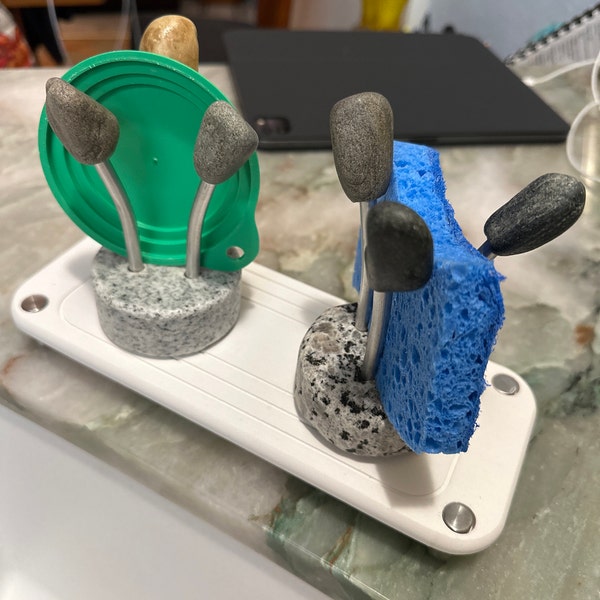 Stone Sponge Holder - Granite Sink Organizer - Kitchen Counter Space ...