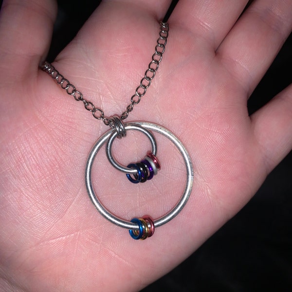 LGBTQ Pride Pendant, Aluminum Hoops, Stainless Steel Chain, Choose Your ...