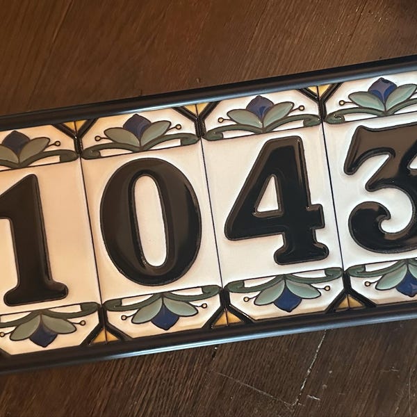 House Numbers Address Tiles Framed Set Custom Address Tiles Sign Hand ...