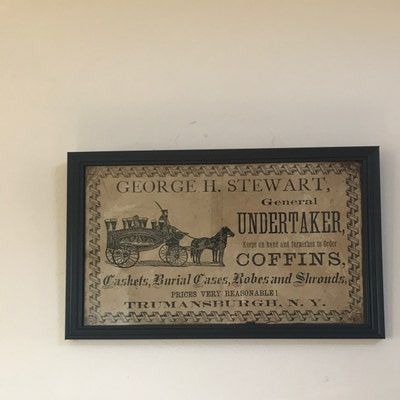 Aged Reproduction Victorian Era Undertaker Advertisement Art Print A4 ...