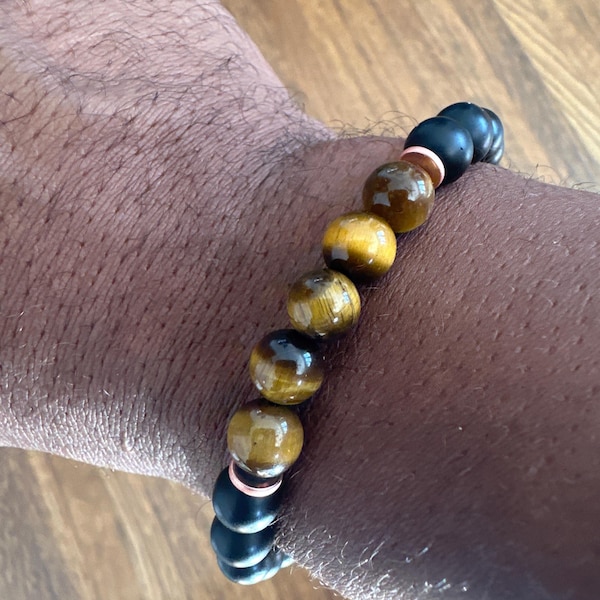 Mindfulness Gift Bracelet Man Tigers Eye Bracelet Crystal Bracelet ...