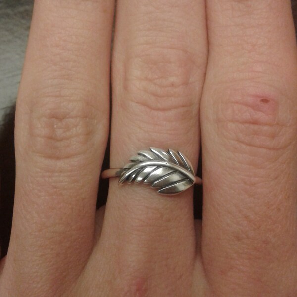 Silver Leaf Ring Sterling Silver Stacking Ring Nature Ring Cottagecore ...