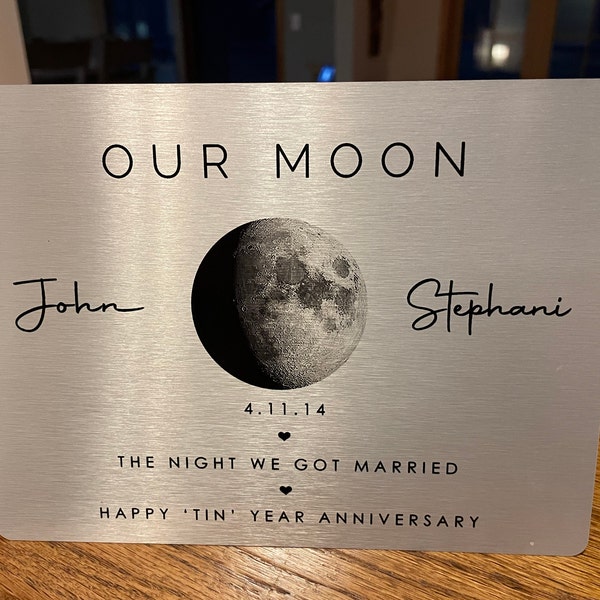 10 Year Anniversary, Our Moon, Moon Phase, Anniversary for Wife, Gift ...
