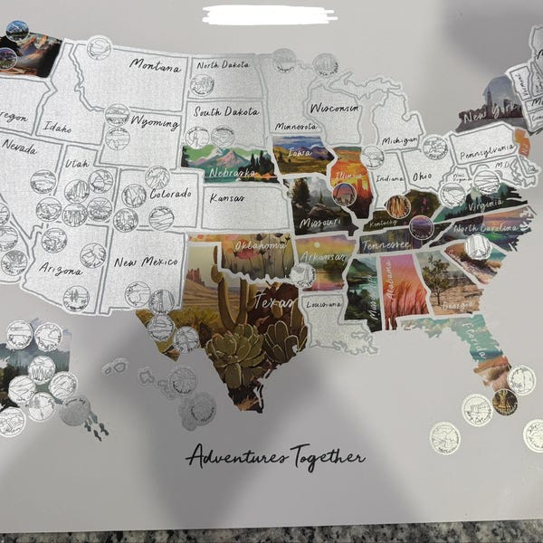 Personalized USA United States Scratch off Map Hand Drawn Watercolour ...