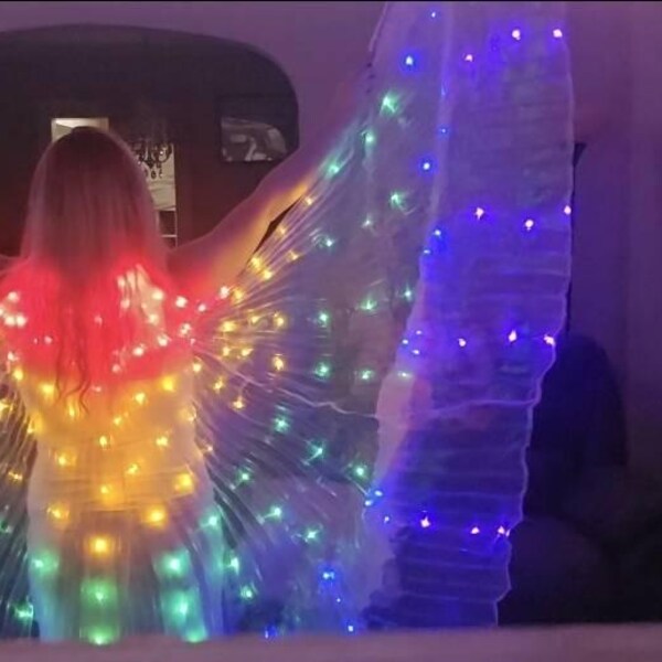LED White Butterfly Wings, Light up Belly Dance Wings, White LED Wings ...