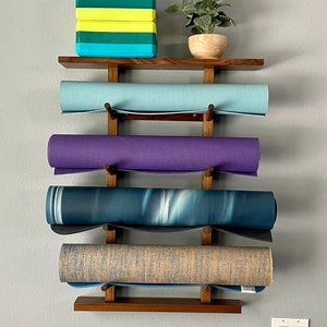 Wall-mounted Yoga Mat Rack: Handmade, Furniture Quality, 100% Solid ...