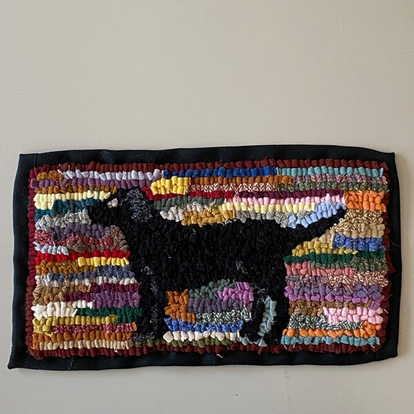 Black Labrador Dog Beginner Primitive Rug Hooking Kit With Cut Wool ...