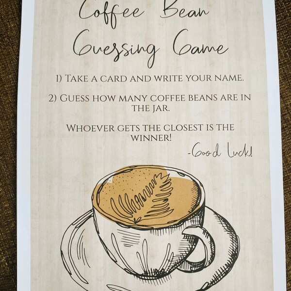 Coffee Bean Guessing Game Template for Baby Shower, Printable Baby ...