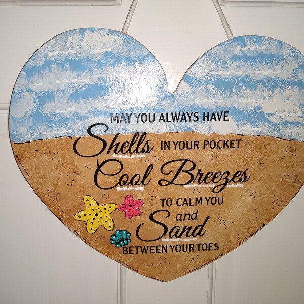 Beach Sign Ocean Seashore Seashells Wall Art Sea Plaque Seaside Summer ...