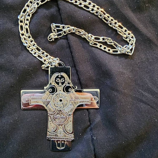 Goan Crucifix Etched in Stainless Steel W/ Chain I Pendant I Unique ...