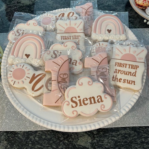 1 Dozen - Personalized First Trip Around the Sun Cookies, 1st Year ...