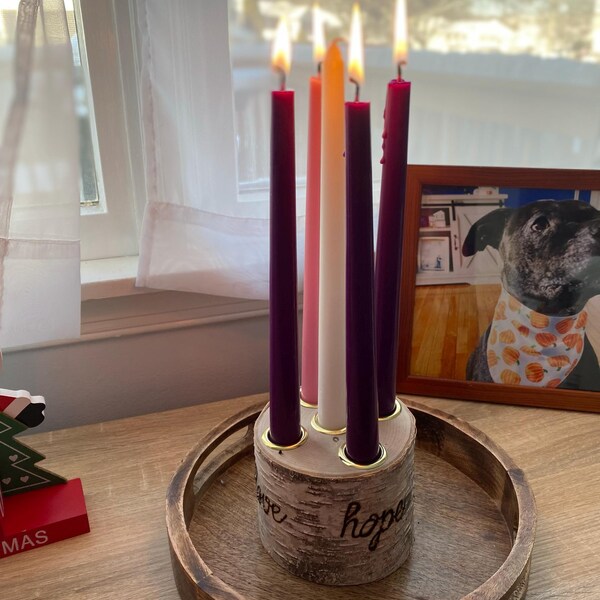 Christmas Advent Wreath, Birch 5 Pc Advent Set, Advent Holiday Taper ...